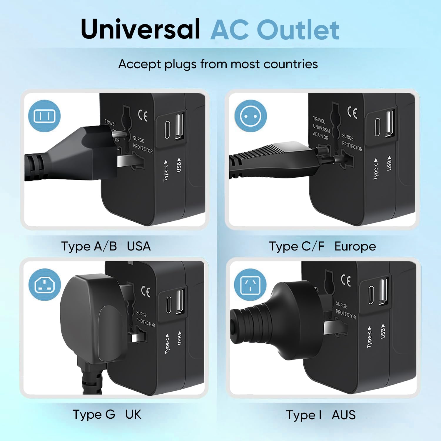 Mua Travel Adapter, Worldwide All in One Universal Travel Adaptor AC ...