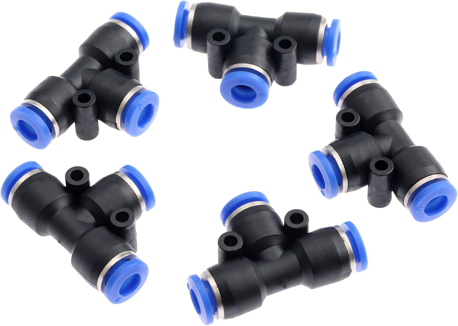5pcs Water Hose Quick Connect T-Junction PE6 Pneumatic Air 3 Way Quick ...