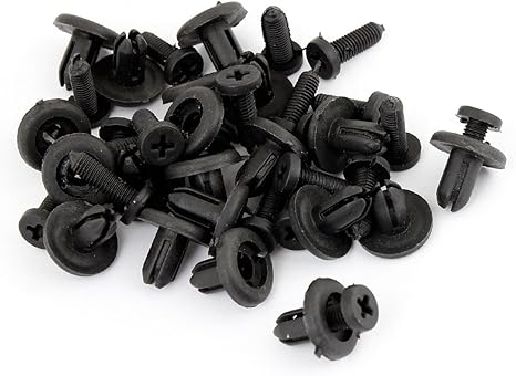 Amazon | uxcell リベット クリップ プラスチックリベット プッシュクリップ ネジ 自動車 穴7mm ブラック 20個 | 外装 ...