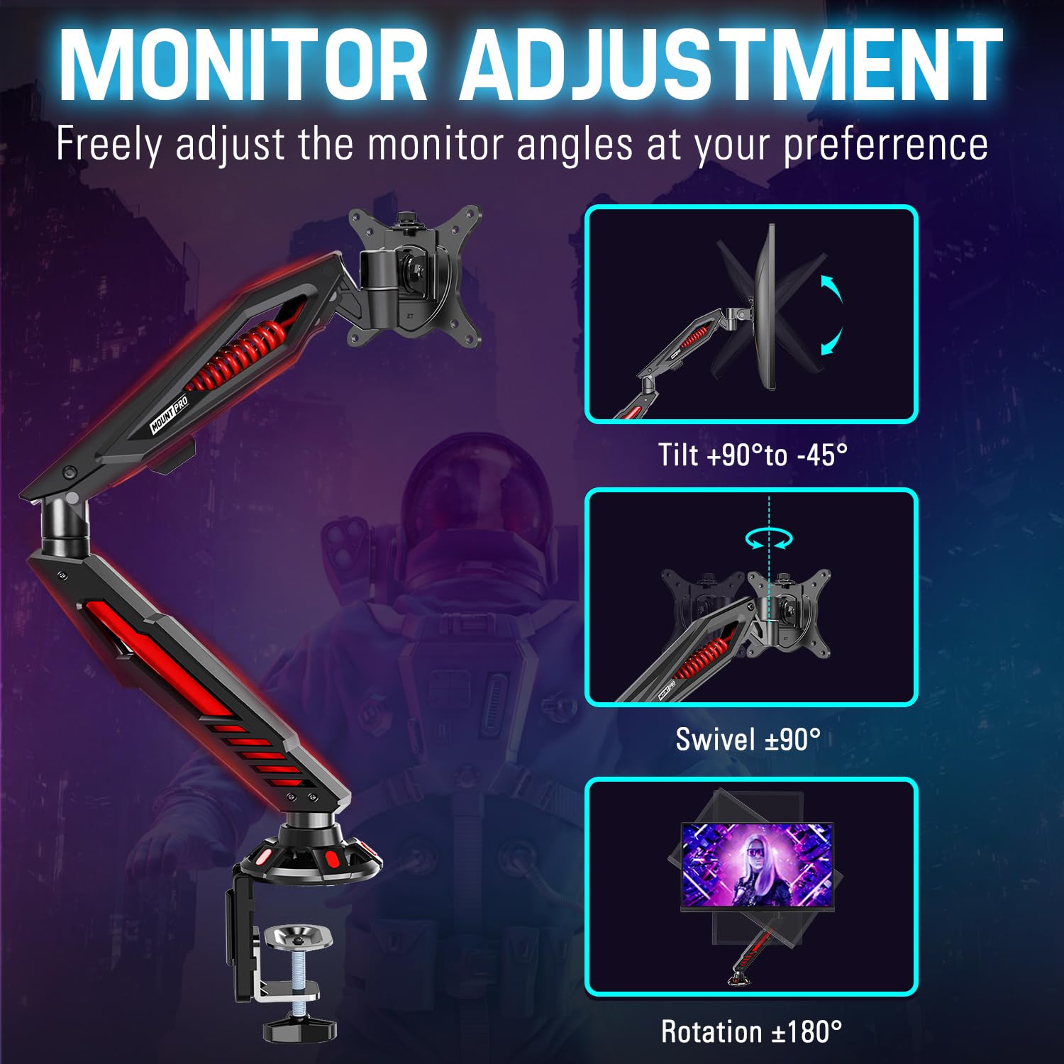Mua MOUNT PRO Single Gaming Monitor Stand - Mechanical Spring Display ...