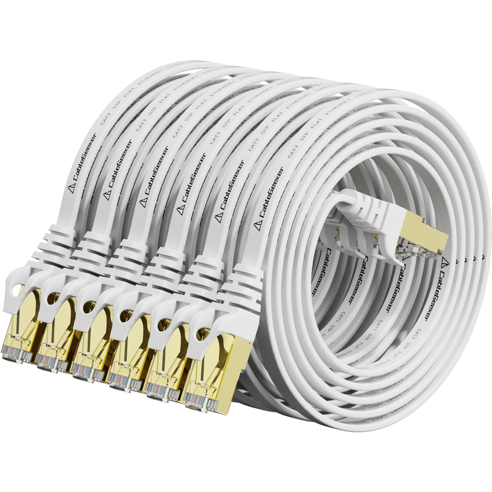 Cat 7 Ethernet Cable 3ft 6 Pack Shielded,Flat Ethernet Patch Cables - High Speed Internet Cable ...
