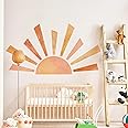 Amazon.com: 67.7x38.9 Inch Boho Half Sun Wall Decals Watercolor Sun ...