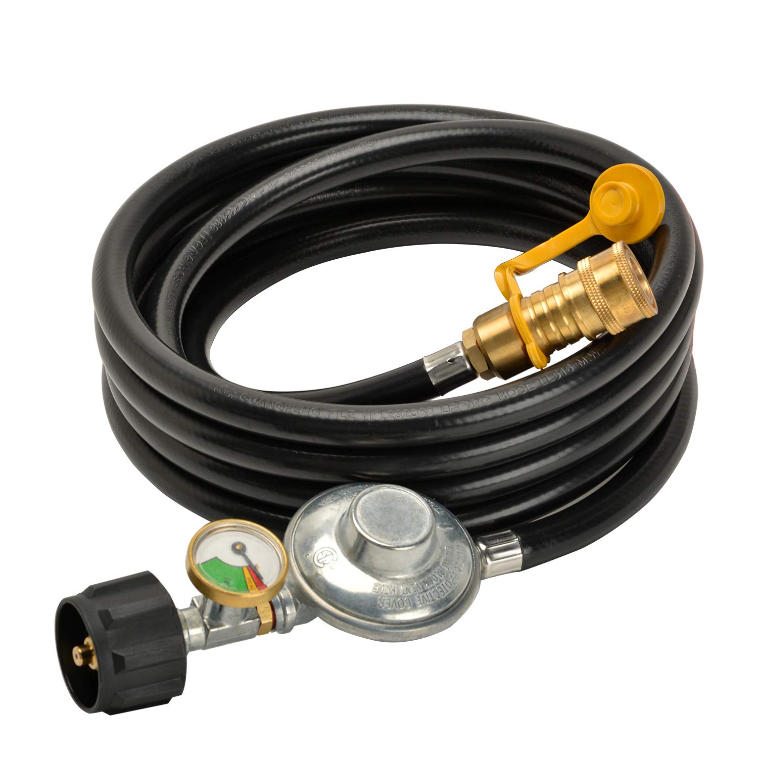 only fire 12ft Propane Hose Regulator with Tank Gauge, 3/8" Female ...