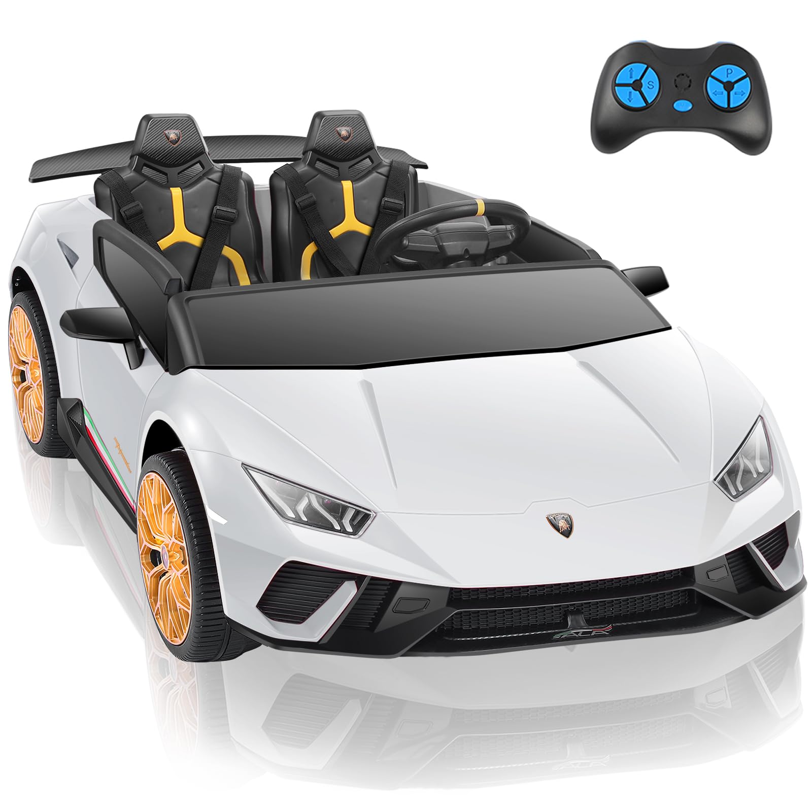 ELEMARA 2 Seater Ride On Car, 12V10Ah Electric Lamborghini Car for Kids ...