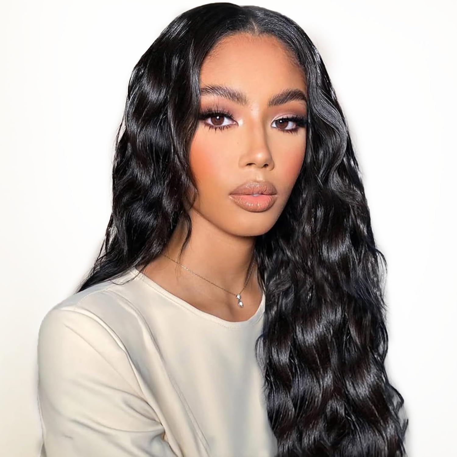 WIGNEE Natural Wavy Real Human Hair Wig 4x1 Lace Part Wigs Unprocessed ...