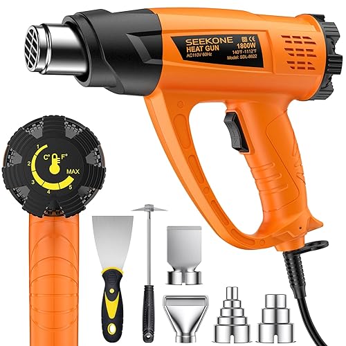 SEEKONE Heat Gun 1800W Heavy Duty Hot Air Gun Kit Variable Temp Control ...