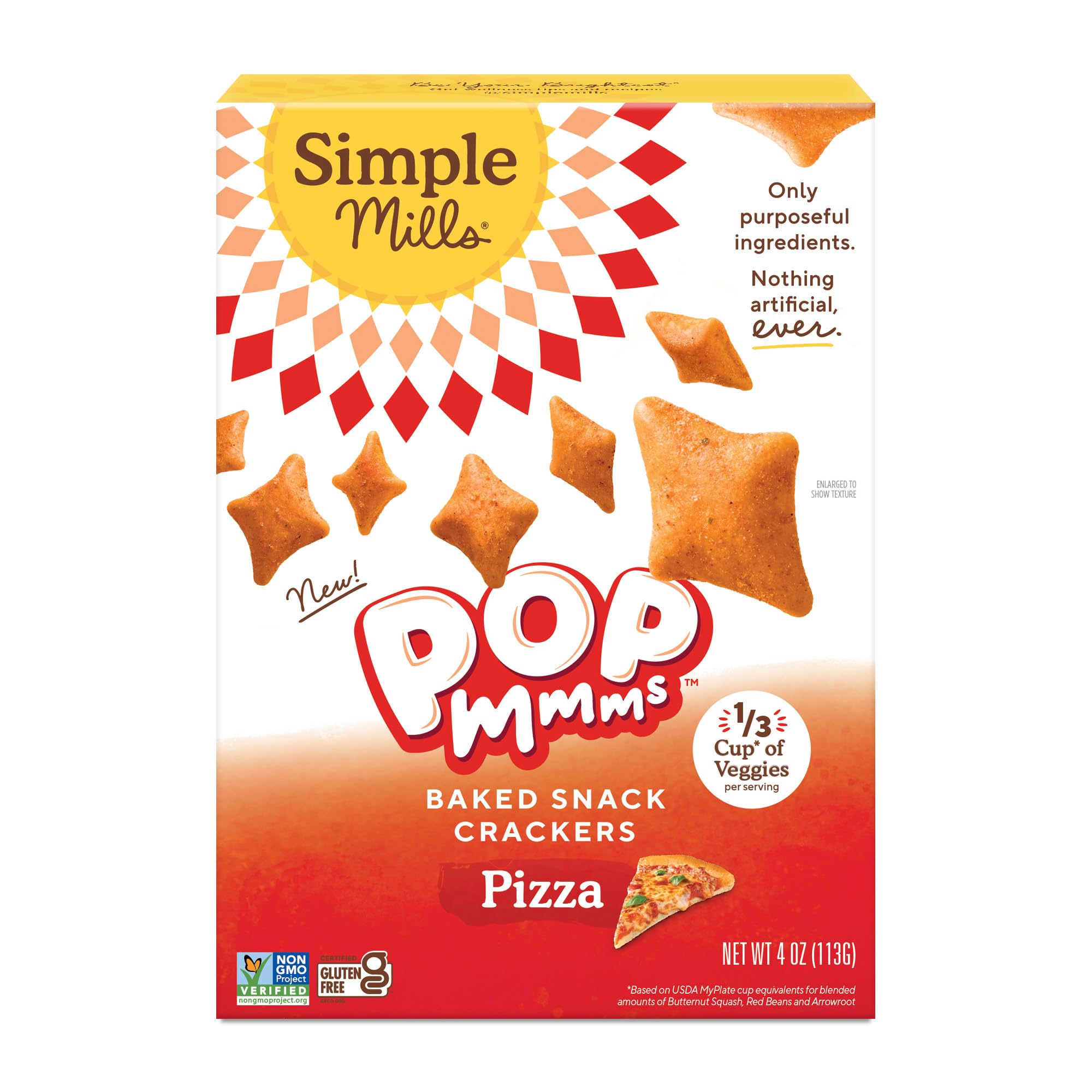 Simple Mills Pop Mmms Pizza Baked Snack Crackers, Gluten Free, 4 Ounce ...