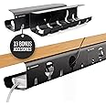 Amazon.com: No-Drill Under Desk Cable Management Tray - 2-Pack Wire & Cord Organizer - Standing ...