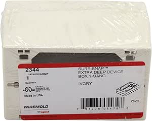 Wiremold 2344 2300 Raceway Extra Deep Device Box 1-Gang, Ivory, 4-3/4"L ...