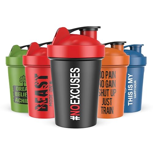 5 PACK Protein Shaker Bottles for Protein Mixes -20 OZ- Dishwasher Safe ...