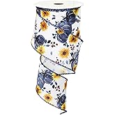 Amazon.com: Whaline Fall Pumpkin Wired Edge Ribbon Blue Pumpkin Craft ...