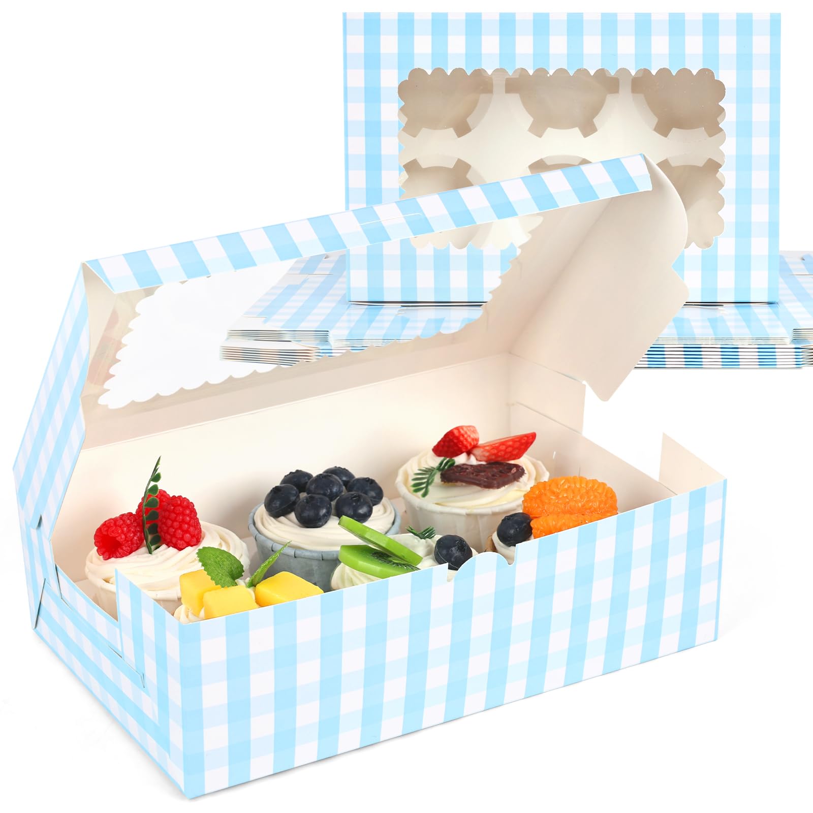 TOXOY 6 Count Cupcake Boxes, 6 Sets Cupcake Carrier Cupcake Containers ...