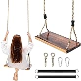 Amazon.com: Carbonized Wood Tree Swing Seat, 16.5 * 7.5 * 1Inch, Max 440lbs, Wooden Swing Set ...