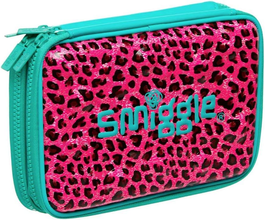 Smiggle Pizazz Double Up Hardtop Bubble Pencil Case (Pink Leopard Print ...