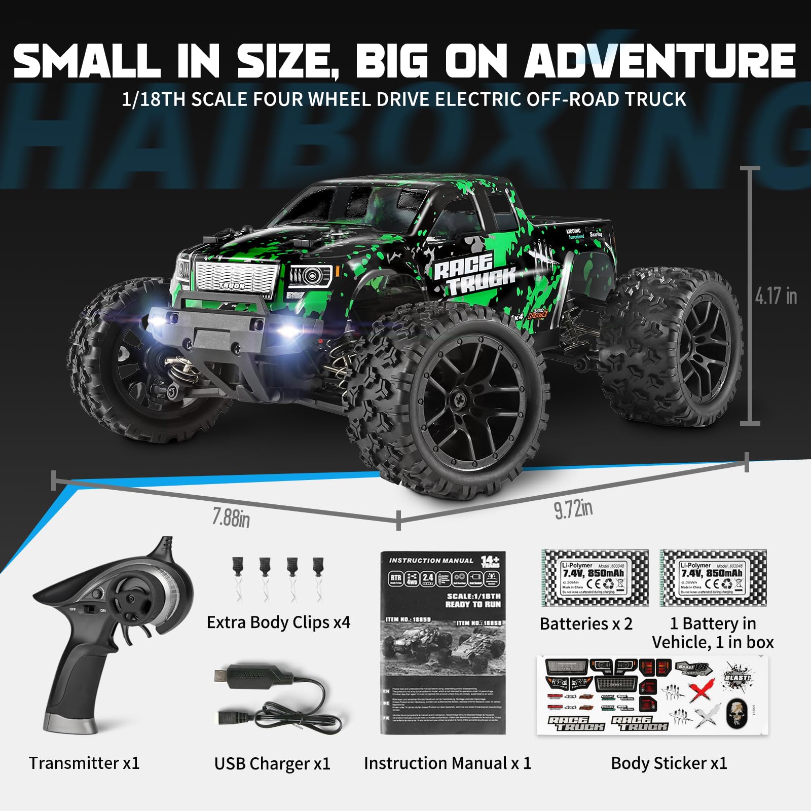 Mua HAIBOXING 1:18 Scale All Terrain RC Car 18859, 36 KPH High Speed 4WD Electric Vehicle with 2 ...
