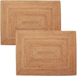 Amazon.com: Rattan Woven Placemats Rectangular Table Mats Non Slip Heat ...