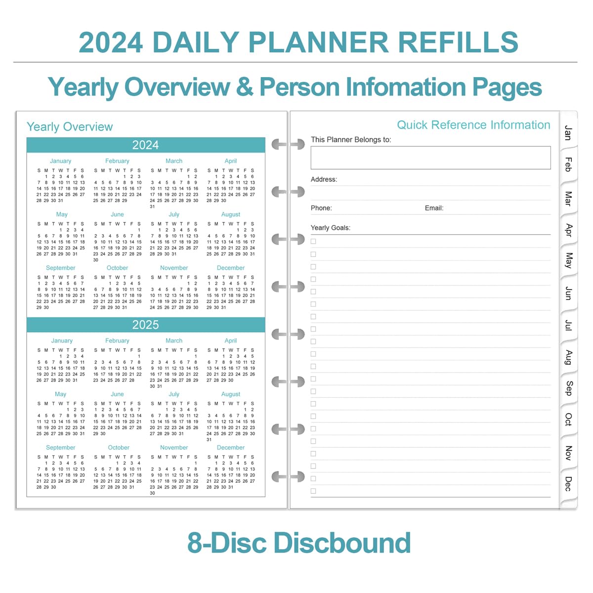 Mua 2025 Planner Refills – 8-Disc Discbound One Page Per Day Daily ...