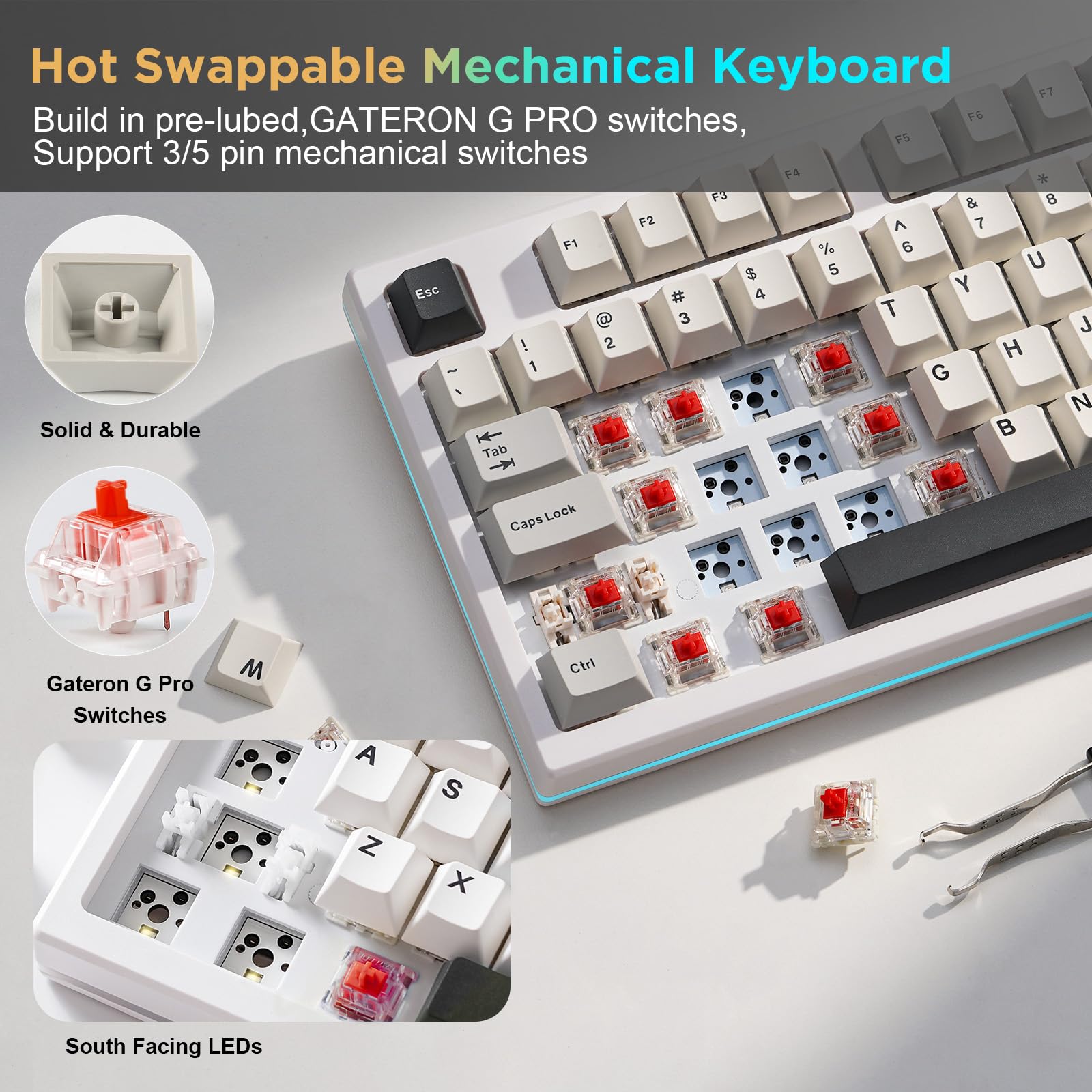 Mua YUNZII YZ75 75% Hot Swappable Wireless Gaming Mechanical Keyboard ...