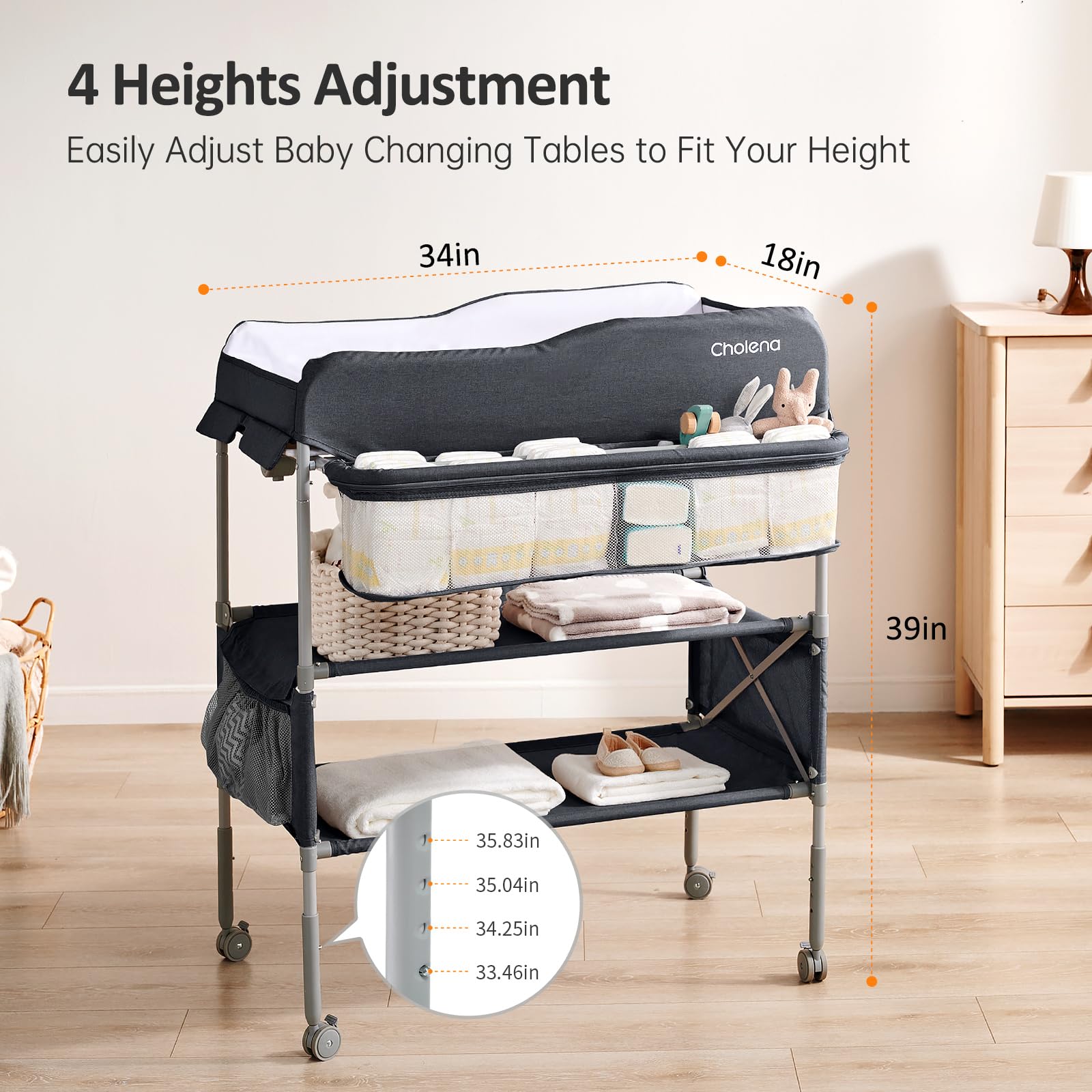 Mua cholena Changing Table Foldable Baby Changing Table, Adjustable ...