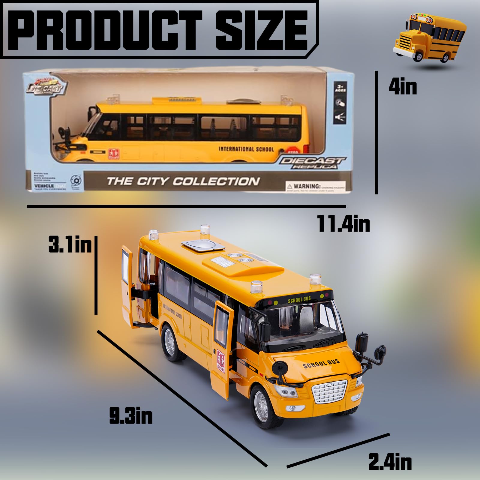 Mua School Bus Toy, Die Cast Pull Back 9'' Model Cars, with Lights ...