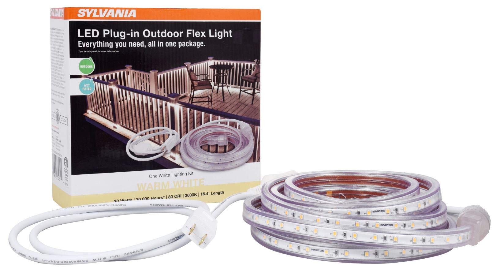 SYLVANIA 75621 LED Strip Lights, Outdoor - Starter Kit, 16ft-3000K for ...