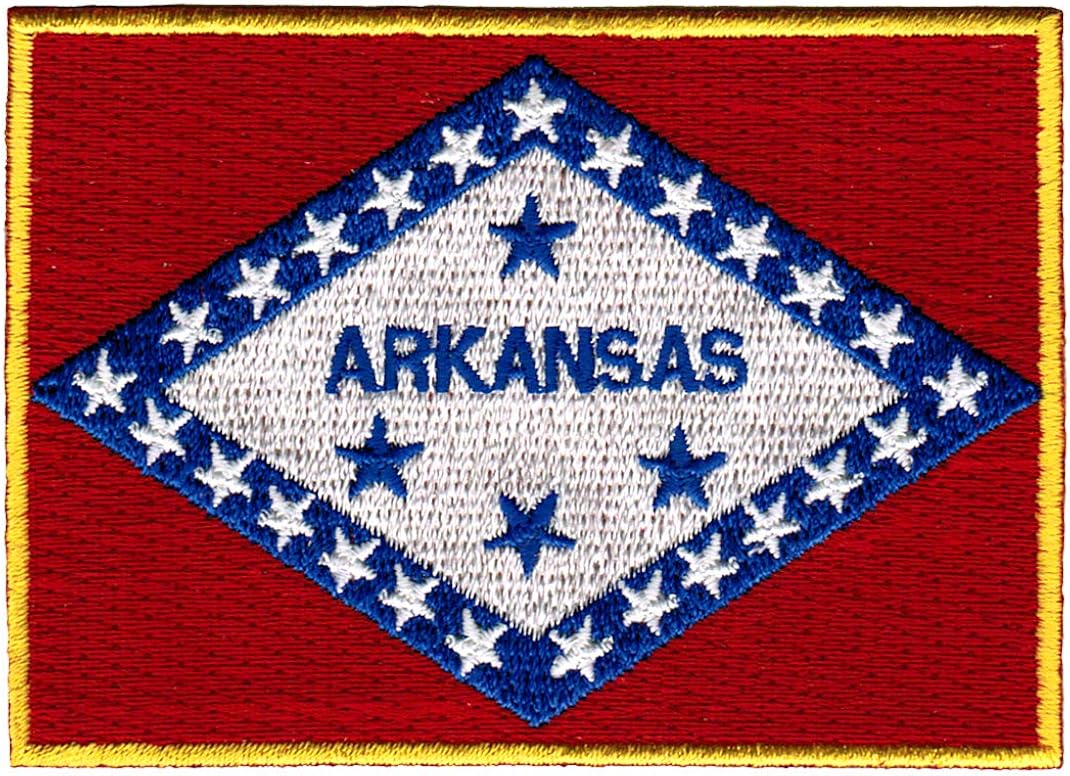 Arkansas State Flag Embroidered Patch Iron-On AR Emblem at Amazon Women ...