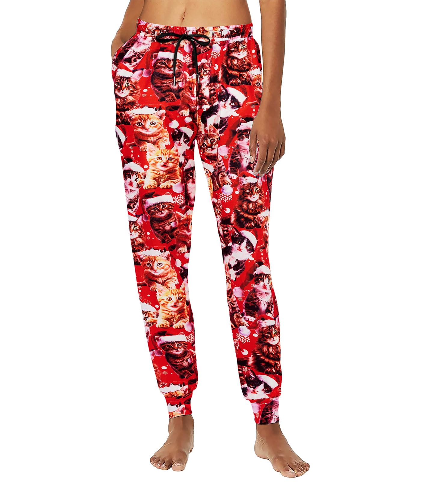 Lindanina Women's Christmas Cat Pajama Pants Xmas Lounge Soft Funny ...