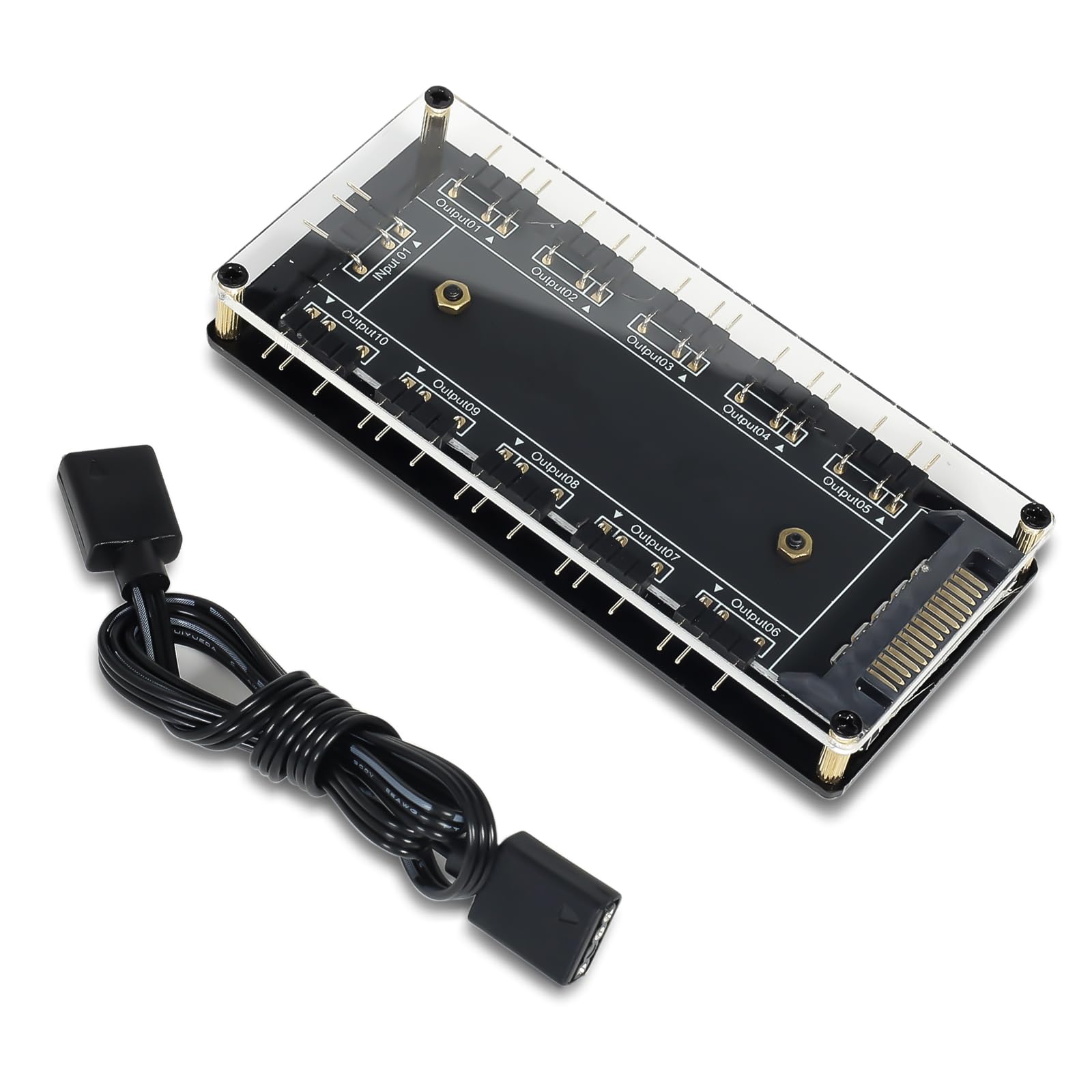 HATMINI 5V 3Pin ARGB LED Hub?10 Way 5V 3 Pin RGB Splitter Controller with Acrylic Shell and 3M ...