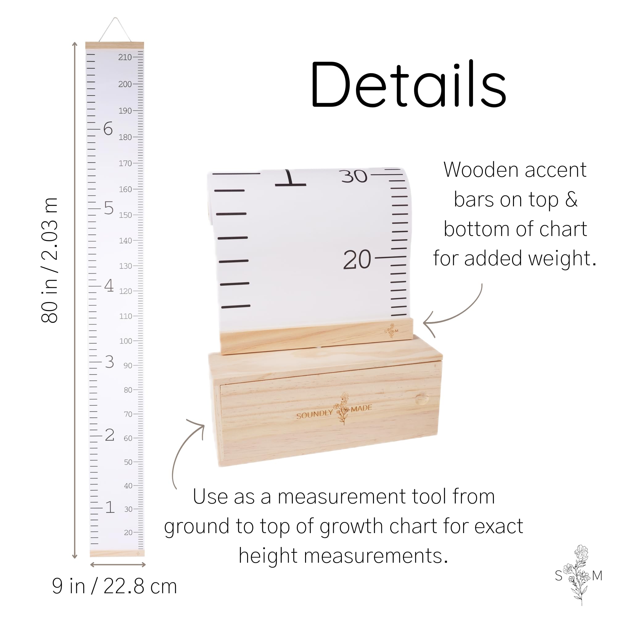 Mua Growth Chart for Wall | Growth Chart for Kids w/Wooden Box | Canvas ...