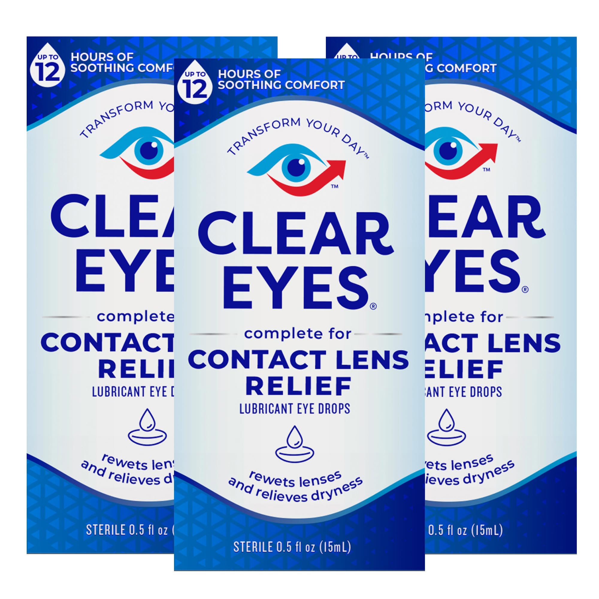 Clear Eyes Contact Lens Relief Eye Drops, 0.5 fl oz, 3 Pack for sale ...