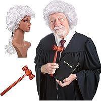 Amazon.com: WILLBOND White Judge Lawyer Wig Colonial Costume Ponytail ...