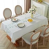 Amazon.com: Alsoo Waterproof Tablecloth Cotton Linen Farmhouse Table ...