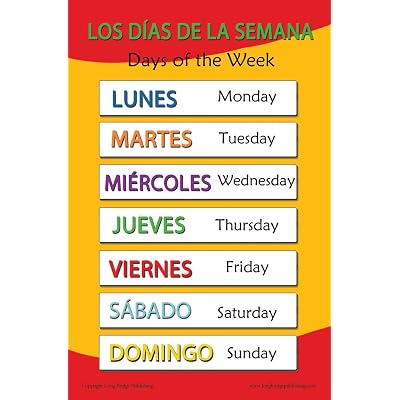 Spanish/English Days of the Week Poster for Philippines | Ubuy