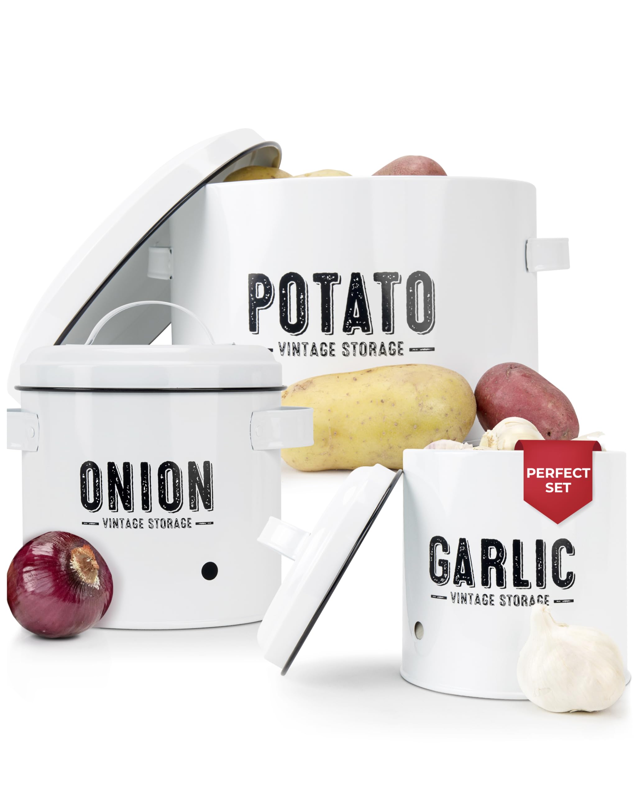 Granrosi Farmhouse Potato and Onion Storage Bin — Set of 3 Including ...