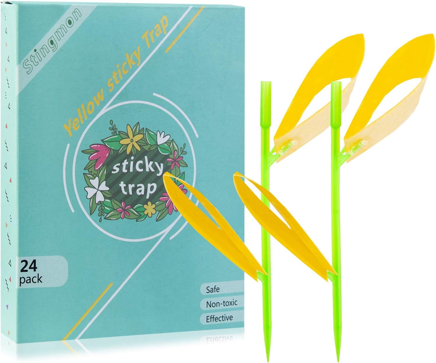 24 pieces fly trap with large adhesive surface, multiple use of yellow ...