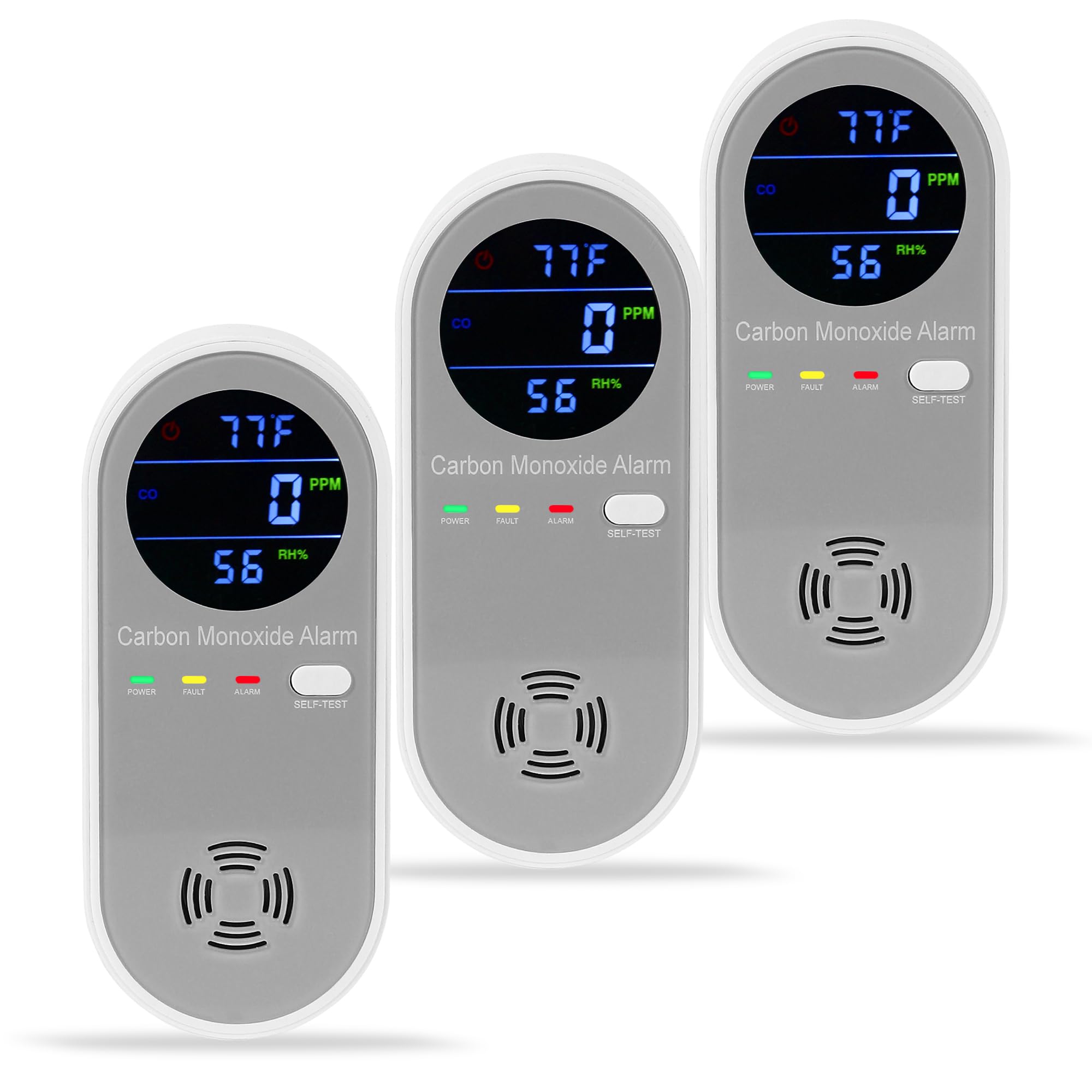 3 Packs Carbon Monoxide Detector Plug in, Carbon Monoxide Alarm,Real ...