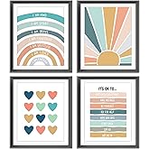 Amazon.com: GOXFOC Boho Rainbow Wall Art Decor, I Am Smart Kind Brave ...