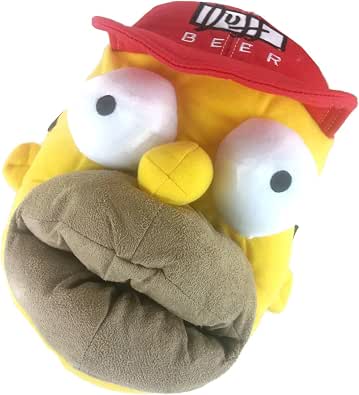 The Simpsons Mens Homer Simpson Slippers Plush Duff Beer (11-12) Red ...
