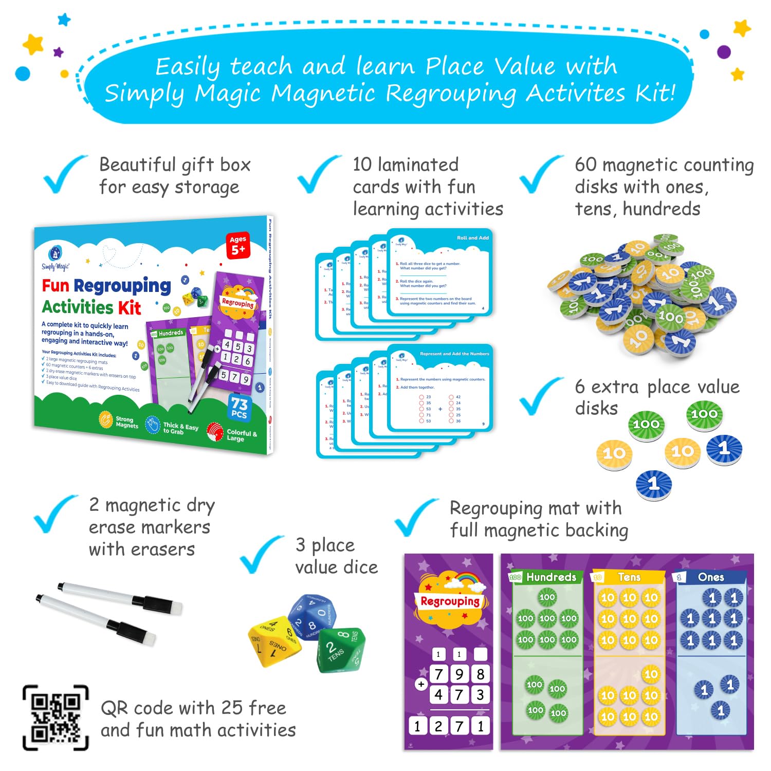 Mua 73 PCS Fun Magnetic Regrouping Activities Kit, Magnetic Place Value ...