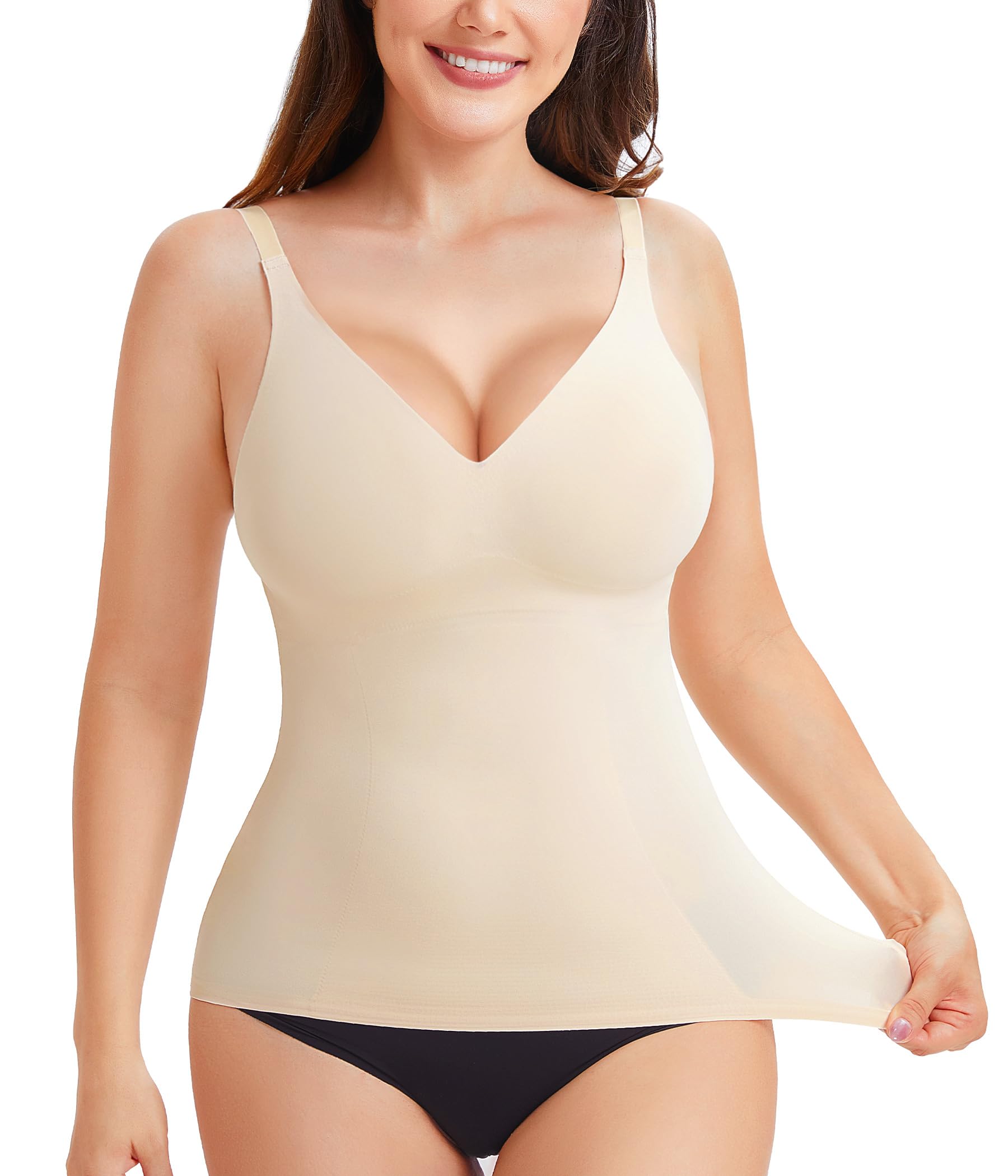 LODAY Compression Tank Tops for Women Tummy Control Shapewear Seamless Body Shaper Workout V ...