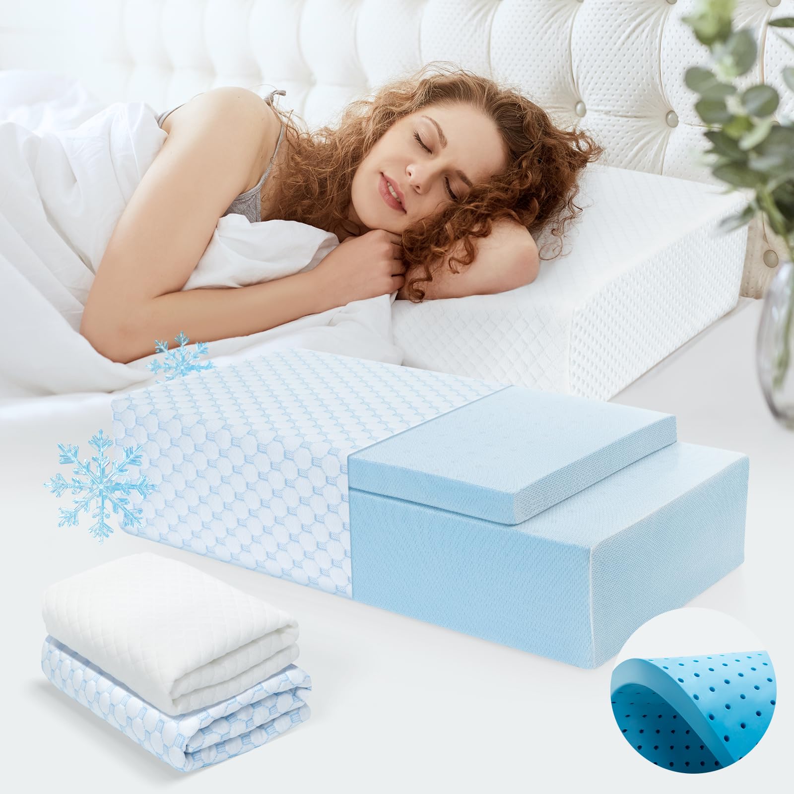 urnexttour Cooling Cube Side Sleeper Pillow Memory Foam Adjustable Insert Cervical Neck Pillow ...