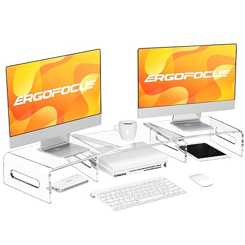 Acrylic Monitor Stand Riser, Dual Monitor Stand with Adjustable Length ...