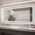 Amazon.com: Trymiss 72x32 Large Bathroom Mirror with LED, Black ...