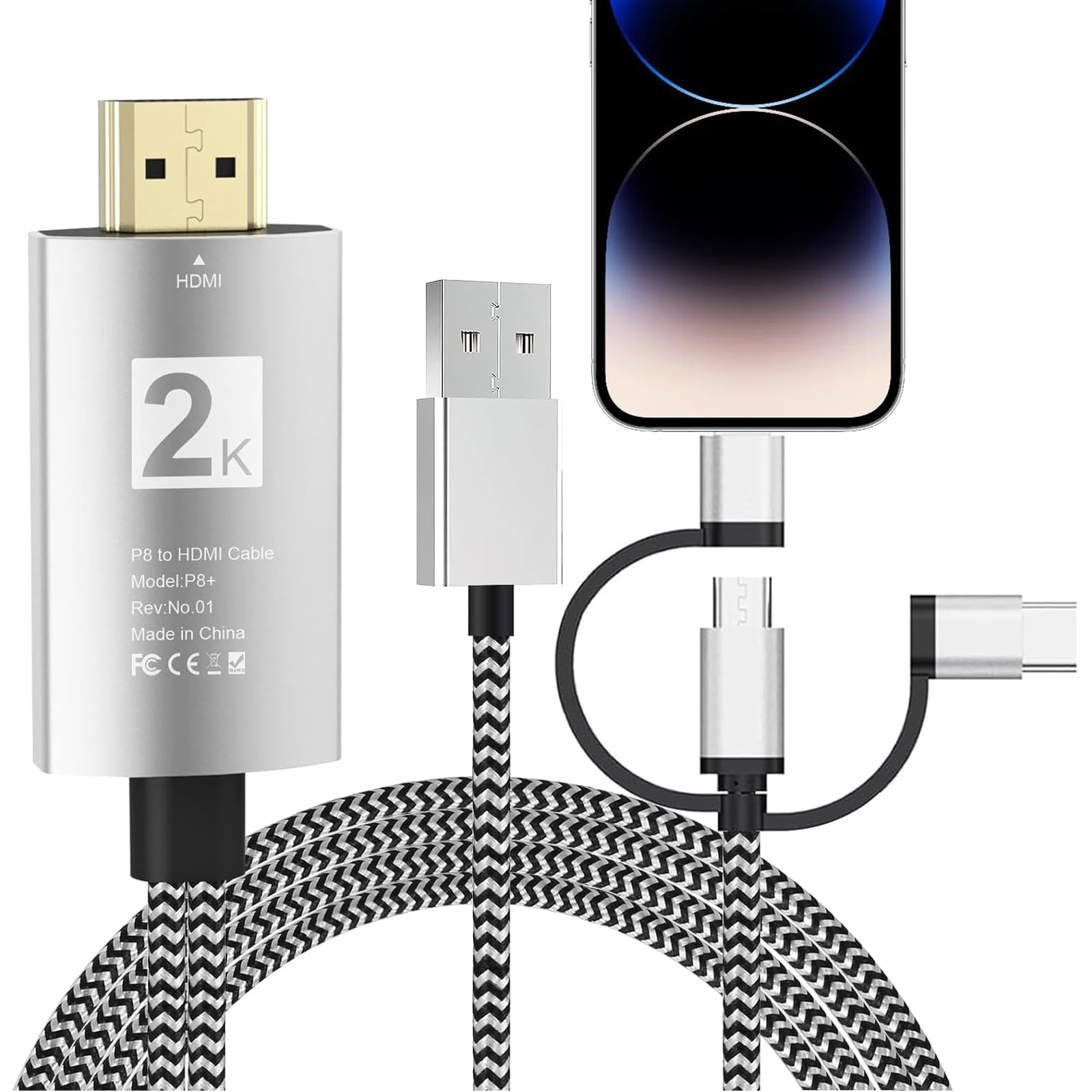 Ozvavzk HDMI Adapter for TV, Phone to TV 3 in 1 Sync Screen MHL 2K ...