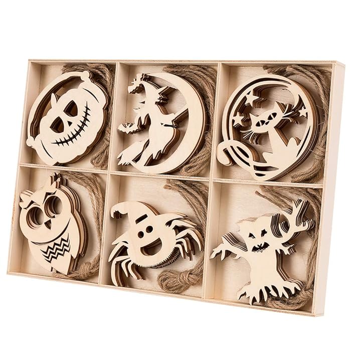 Buy HOHOTIME 30PCS Wood Cutouts, Halloween Wooden Ornaments, Wood ...