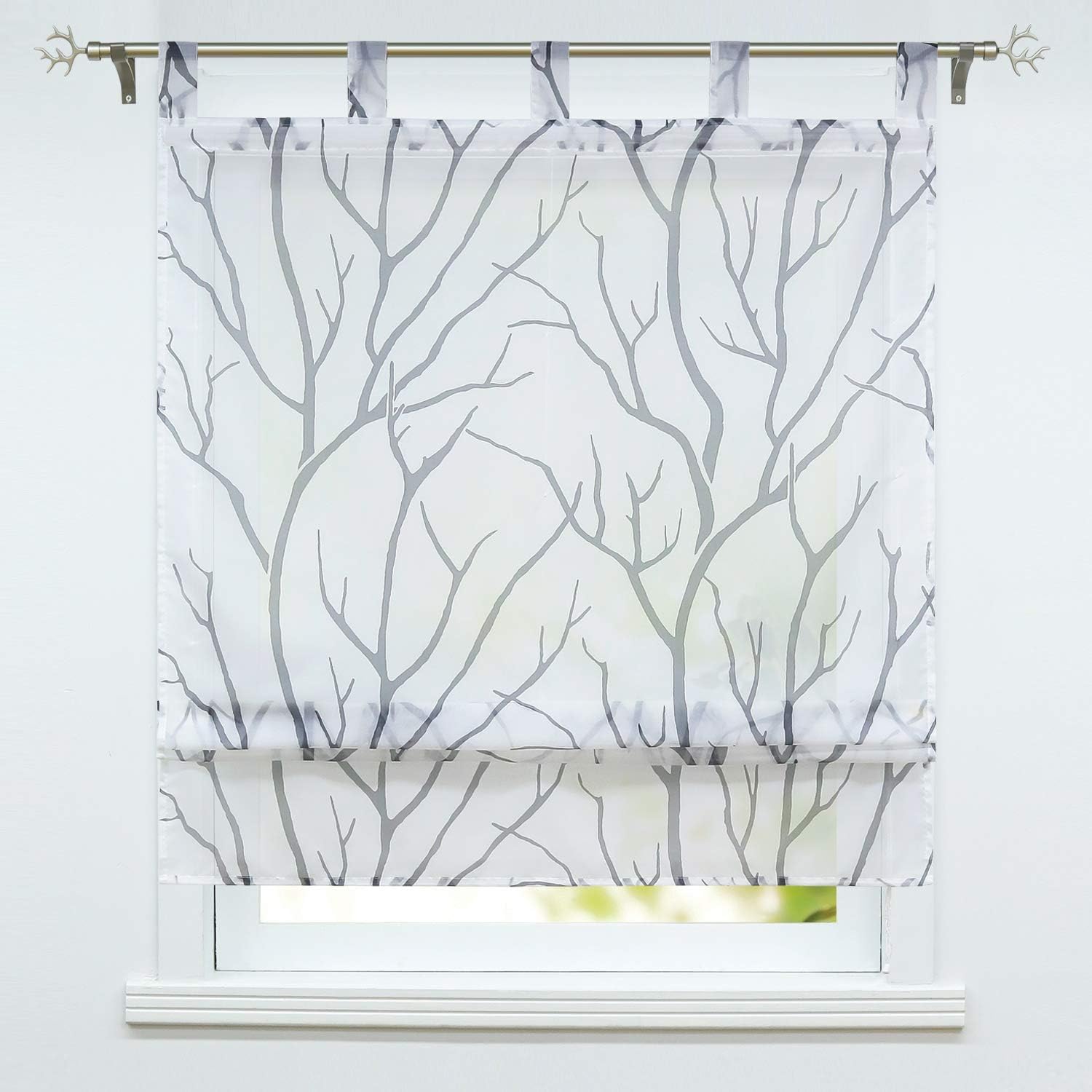 Eslir Roman Blind with Loops, Roman Shade for Kitchen, Transparent Loop ...