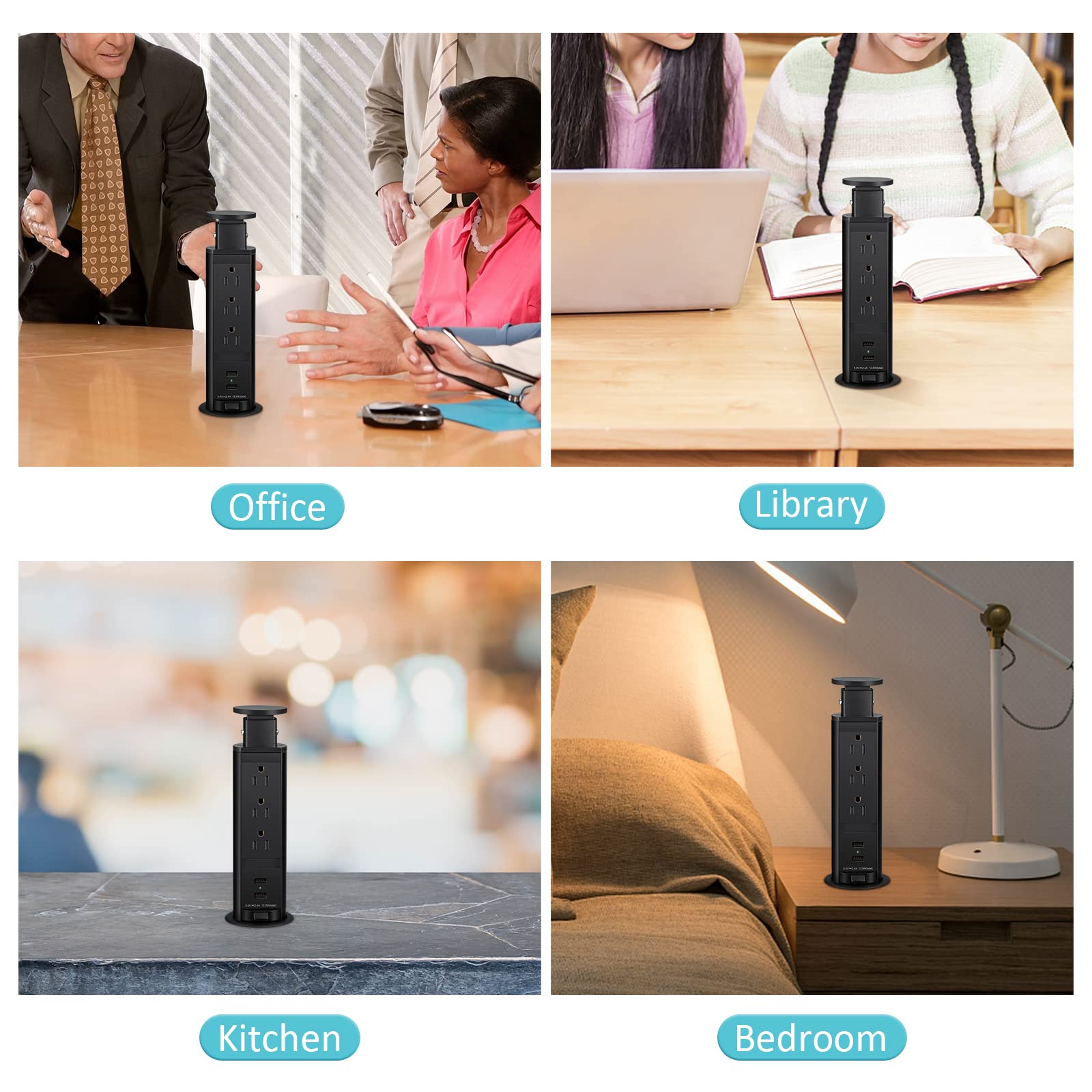 Pop Up Electrical Outlet For Countertop, Recessed Power Strip With 3 AC ...