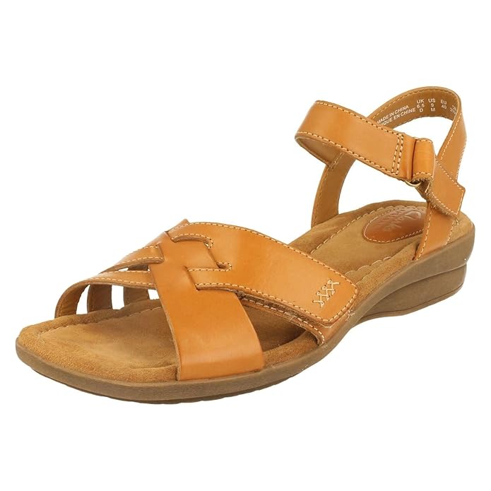 Clarks Womens Casual Clarks Reid Laguna Leather Sandals In Cognac ...