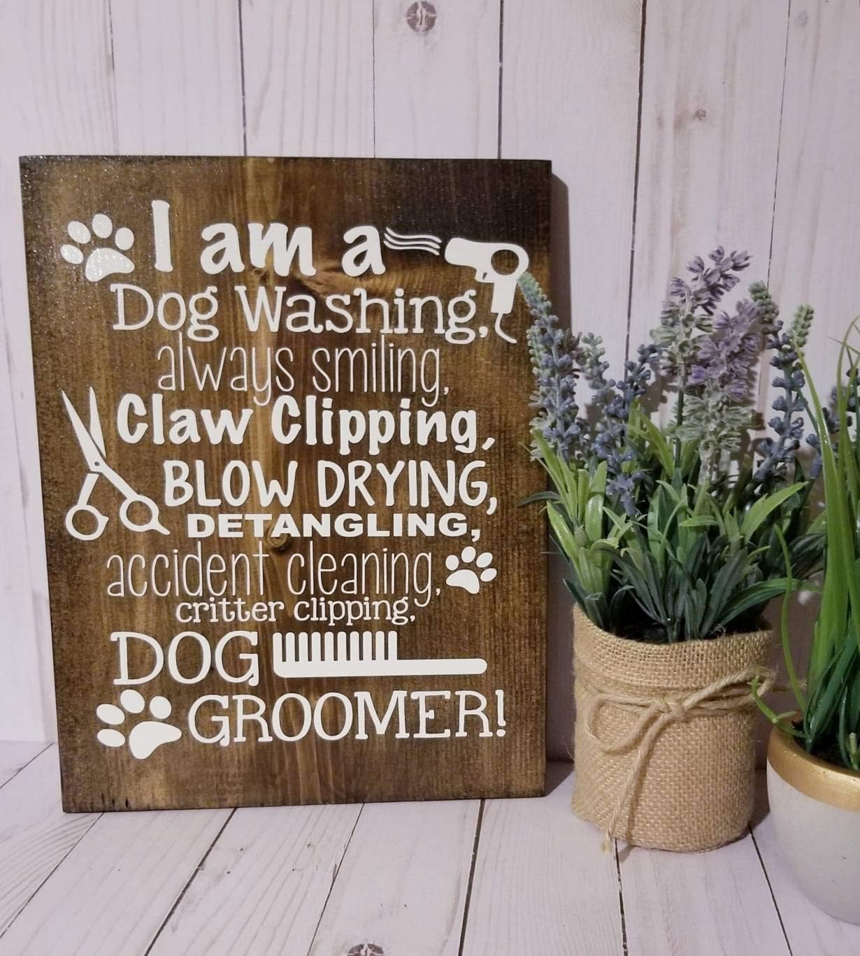 Amazon.com: qilami 30x23 cm, Dog Grooming Sign Gift for Dog Groomer ...