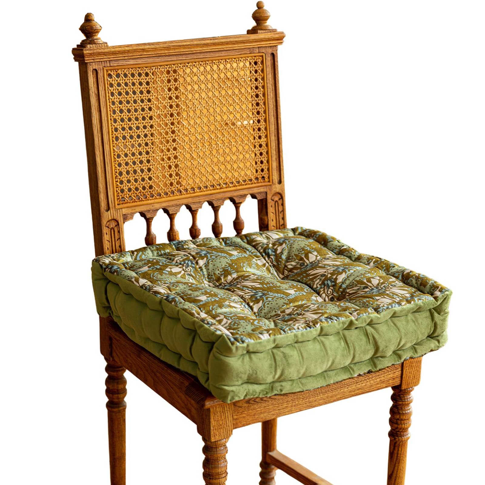 vctops Soft Velvet Thick Square Chair Cushion Luxury Floral Print Chair ...